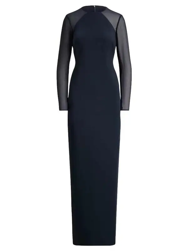 Ralph Lauren Georgette-trim Crepe Maxi Gown - Blue