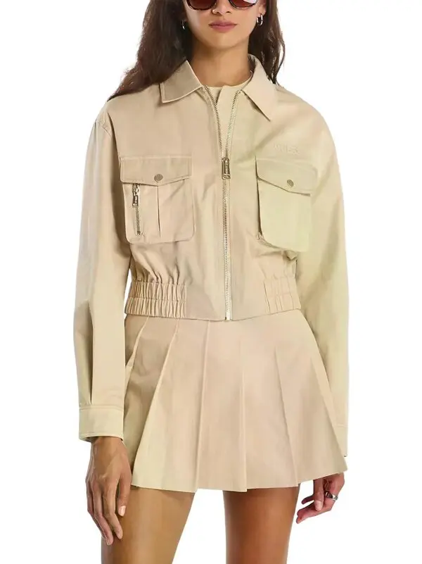 Guess Zip-up Cargo Jacket - Neutrals