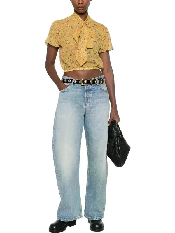 KRISTINA TI Floral-print Pussy-bow Blouse - Yellow