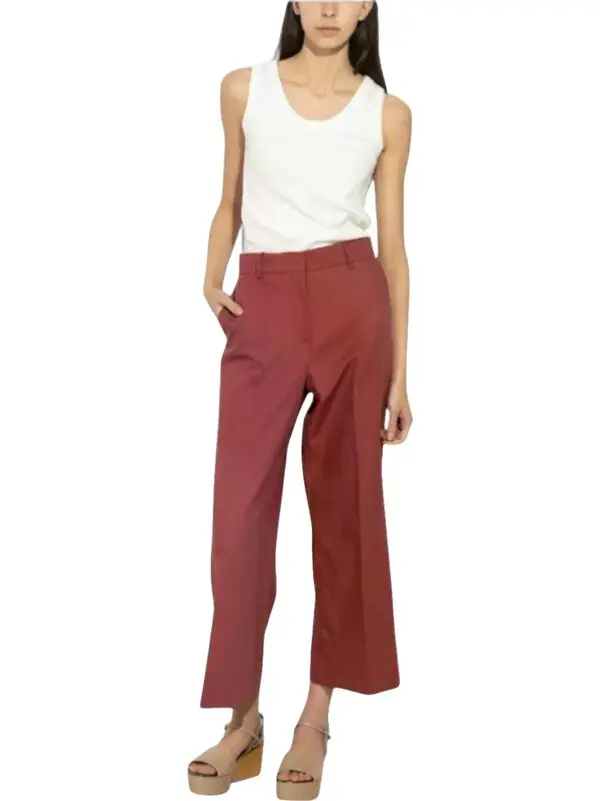 Max Mara Wkdzircone Cropped Wide-leg Trousers - Red