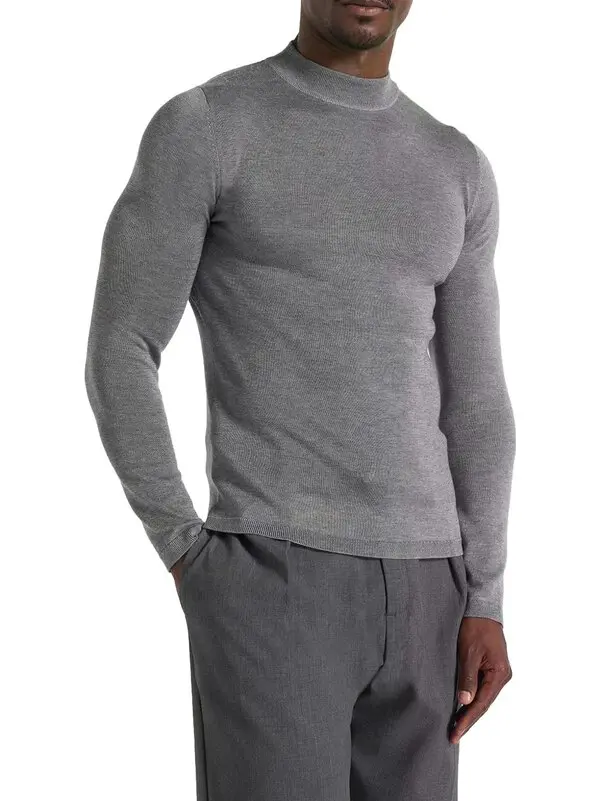 Manière De Voir Kw003 In Fitted Mock Neck Wool-blend Jumper - Grey