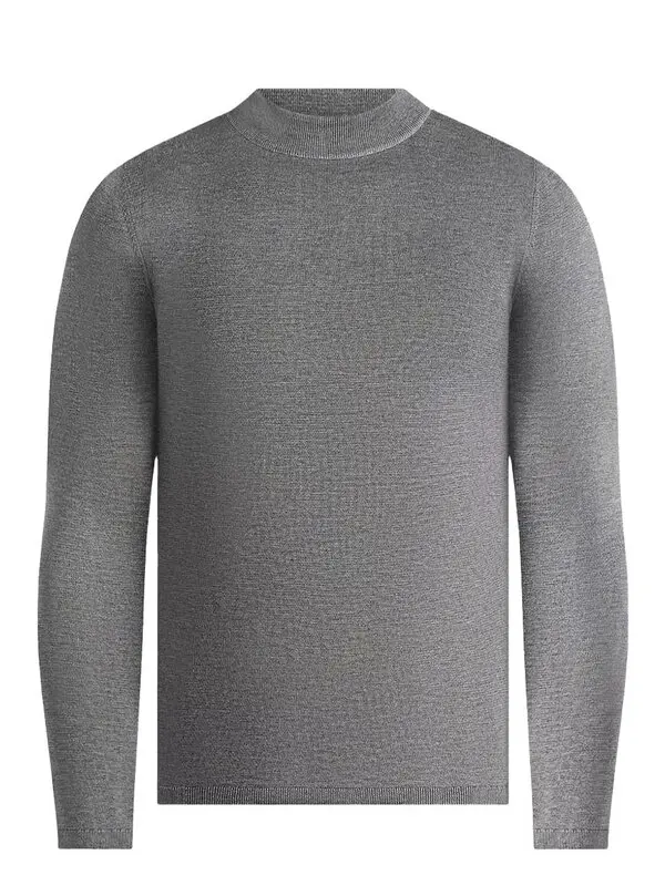Manière De Voir Fitted Mock Neck Wool-blend Jumper - Grey