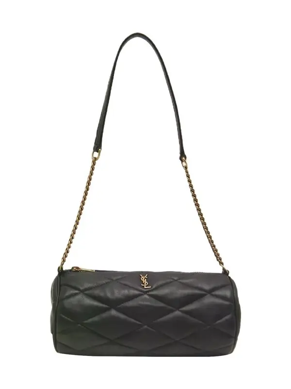 Saint Laurent 2022 Mini Quilted Lambskin Sade Tube Bag Shoulder Bag - Black