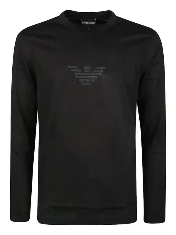 Emporio Armani Logo-embossed Long-sleeve T-shirt - Black