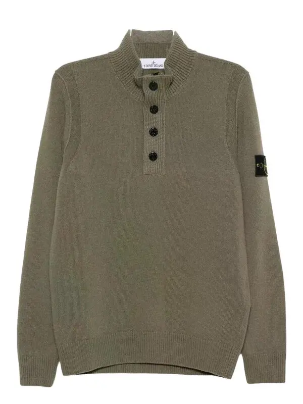 Stone Island Logo-patch Half-zip Sweater - Green