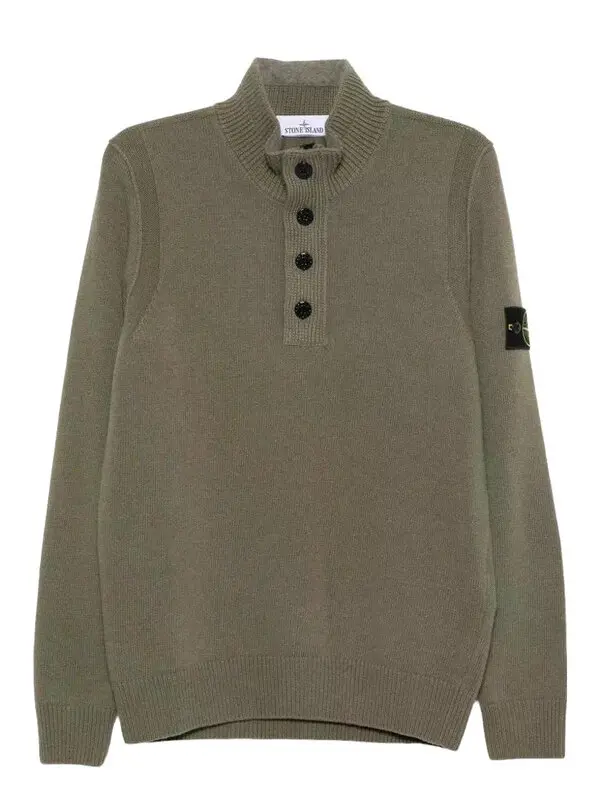 Stone Island Logo-patch Half-zip Sweater - Green