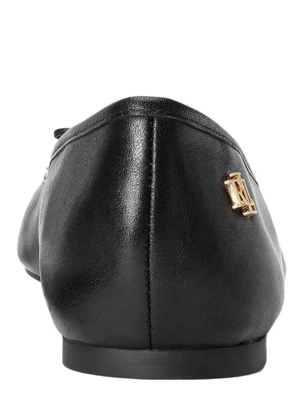 Ralph Lauren Jayne Bow-detail Logo-plaque Ballet Flats - Black