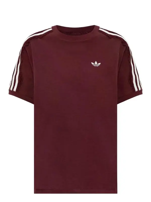 Adidas Lace-trim Side-stripe T-shirt - Red