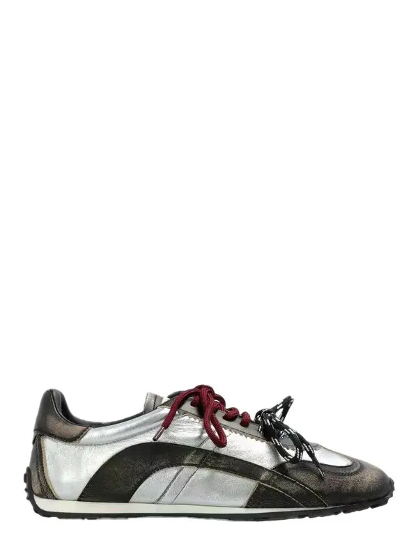 Dsquared2 Dc-642 Distressed Metallic Leather Sneakers - Silver