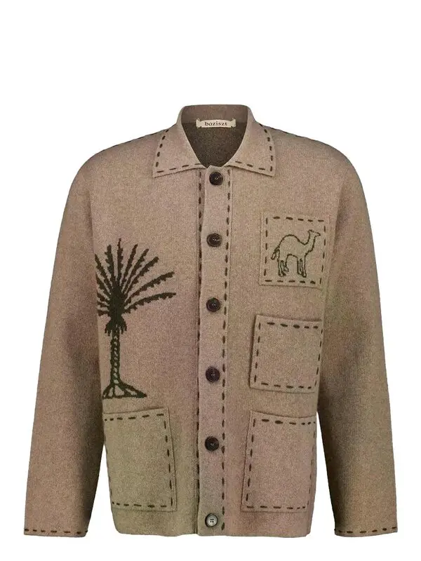 BAZISZT Seeker Intarsia-knit Cashmere Cardigan - Neutrals