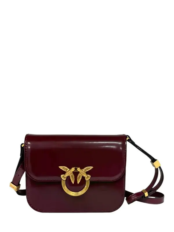 Pinko Mini Love Box Patent-leather Shoulder Bag - Red