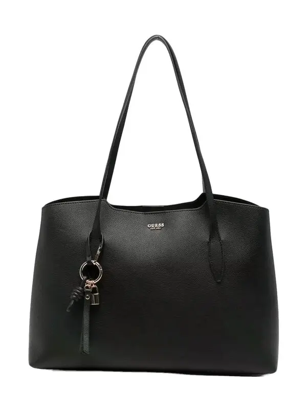 Guess Melody Logo-plaque Pebbled Tote Bag - Black