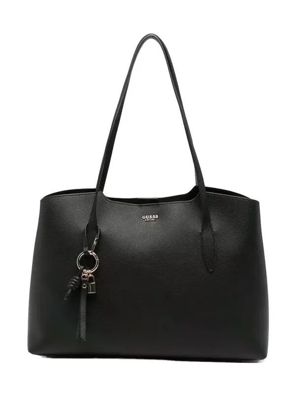 Guess Melody Logo-plaque Pebbled Tote Bag - Black