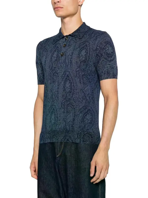 Etro Paisley-print Polo Shirt - Blue