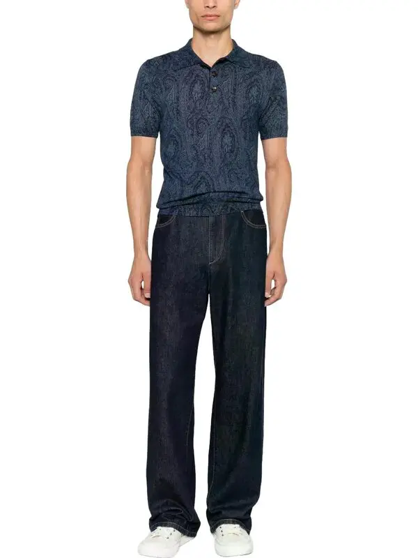 Etro Paisley-print Polo Shirt - Blue