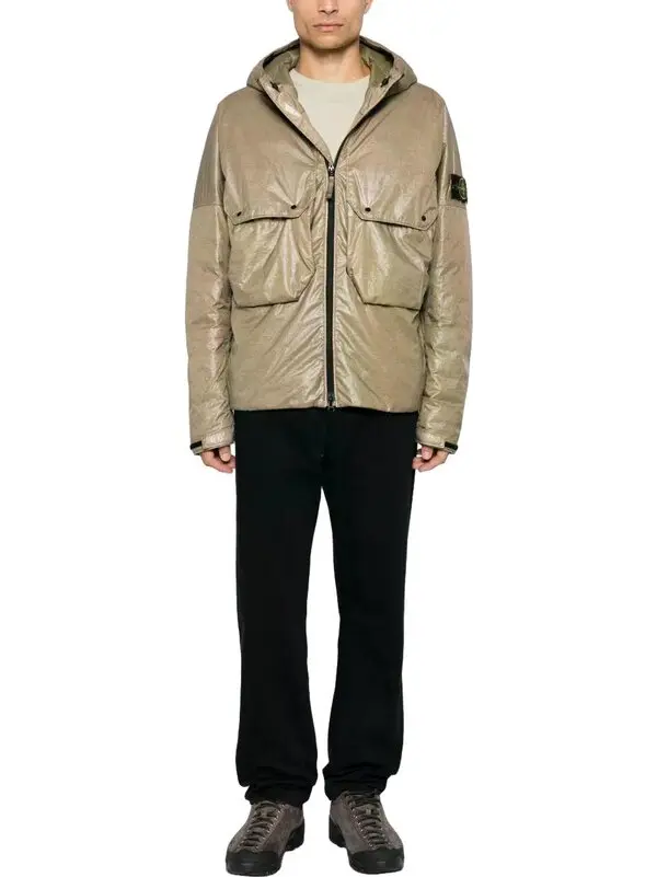 Stone Island Logo-patch Hooded Padded Jacket - Green