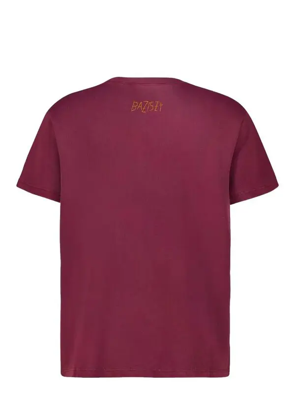 BAZISZT Embroidered Cotton T-shirt - Red