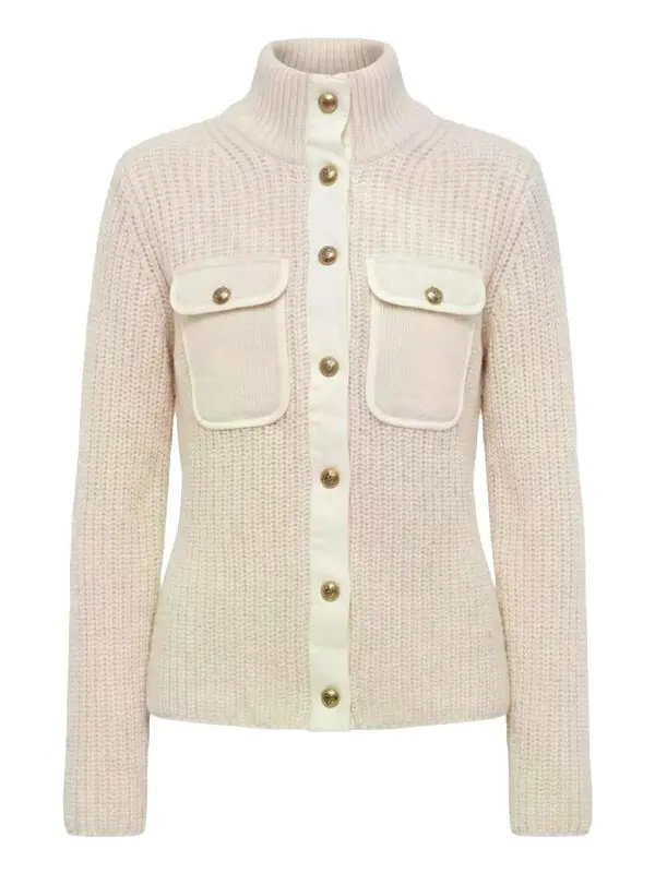 Pinko Ribbed-knit Button-up Cardigan - Neutrals