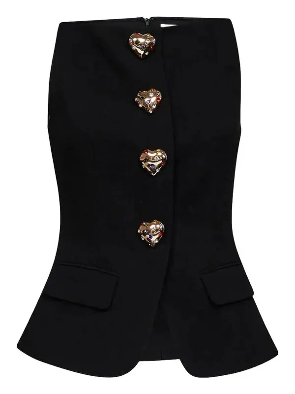SELF-PORTRAIT Crystal-embellished Peplum Top - Black