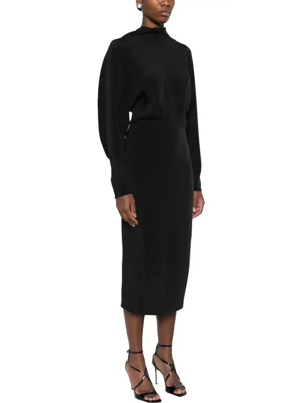 Giorgio Armani High-neck Batwing-sleeve Dress - Black