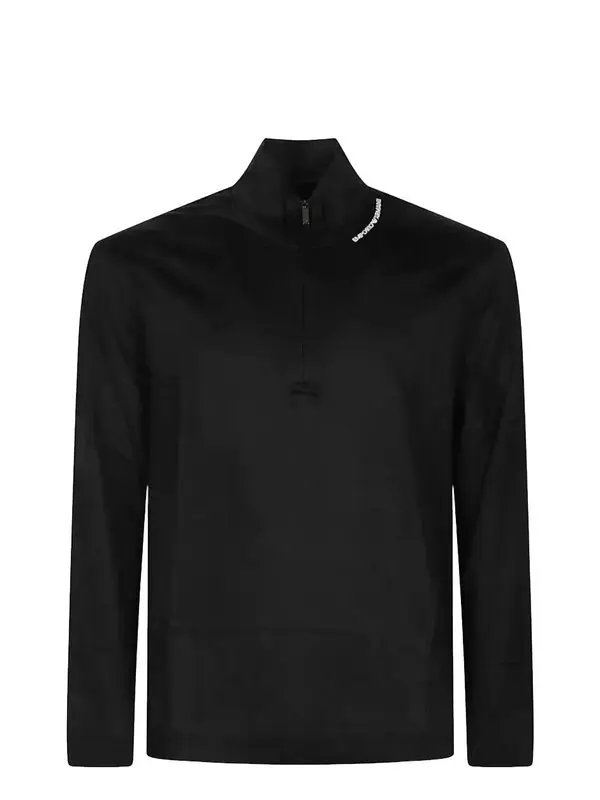 Emporio Armani Logo-print Zip-neck T-shirt - Black