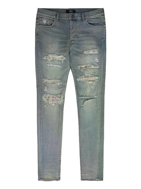 Amiri Thrasher Crystal-embellished Jeans - Blue
