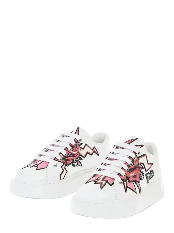 Prada Tattoo-print Leather Sneakers - White