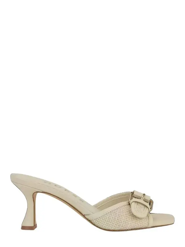 Guess Dista Buckle-detail Woven-panel Sandals - Neutrals