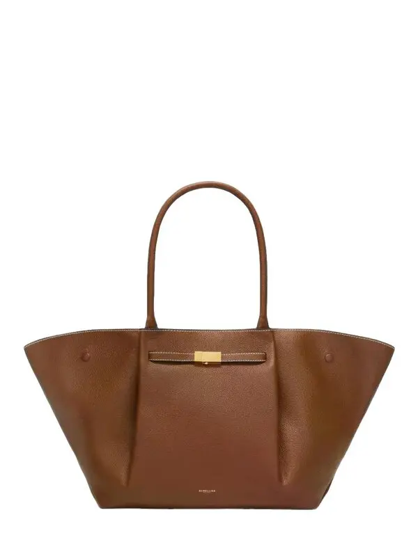 DEMELLIER The New York Contrast-stitching Leather Tote Bag - Brown