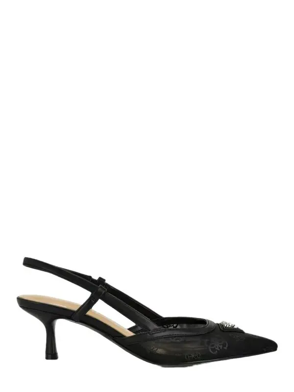 Guess Logo-print Pointed-toe Heeled Pumps - Black