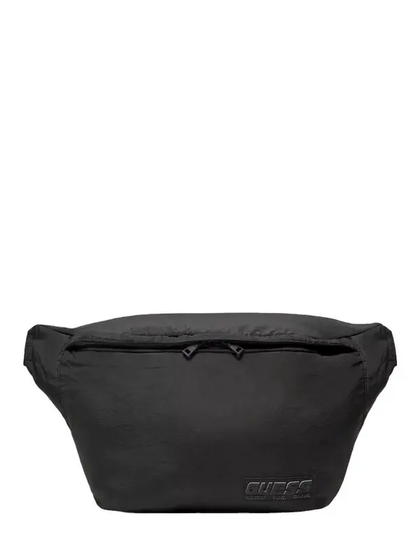 Guess Crinkle Finish Logo Patch Belt Bag - Black