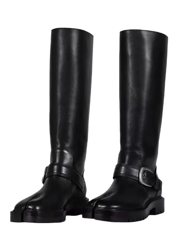 MAISON MARGIELA Tabi Buckle-strap Knee-high Boots - Black