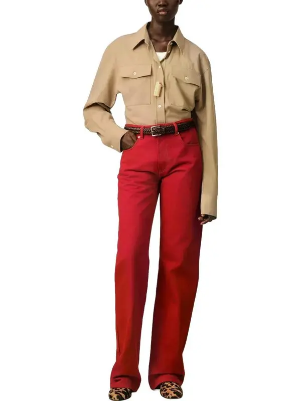 AMI Paris Fitted Wool Balloon-sleeve Shirt - Neutrals