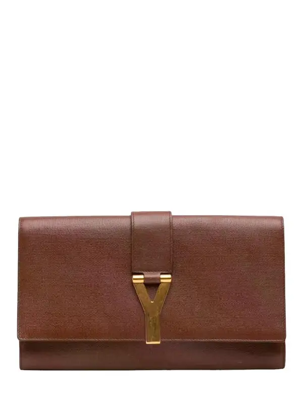 Saint Laurent 20th Century Textured Leather Chyc Ligne Clutch Bag - Brown