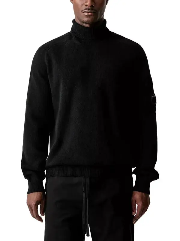 C.P. COMPANY Lambswool Turtleneck Lens Sweater - Black