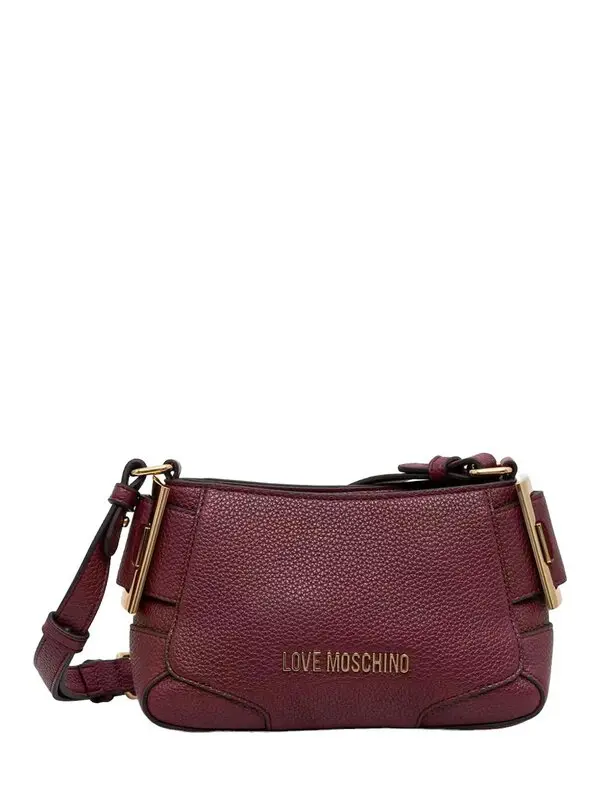 Moschino Logo-plaque Pebbled Crossbody Bag - Red
