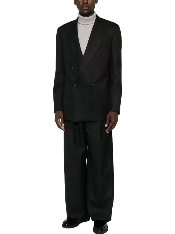 SPINA Herringbone Pleated Trousers - Black
