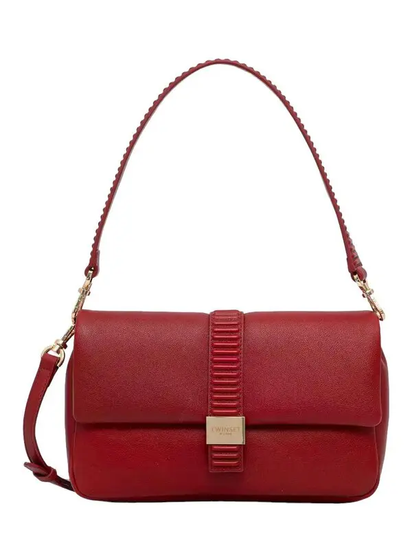 TWINSET Ribbed-detail Shoulder Bag - Red