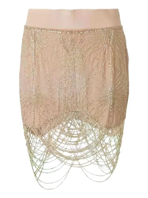 Attico Bead-embellished Petite Chandelier Mini Skirt - Neutrals