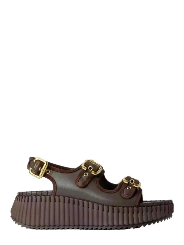 Chloé Nama Wedge Sandals - Brown