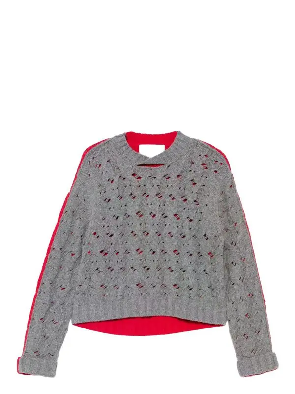 CIRCUS HOTEL Cable-knit Distressed Sweater - Grey