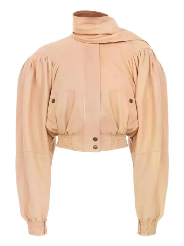 Chloé Scarf-detail Puffed-sleeve Jacket - Neutrals