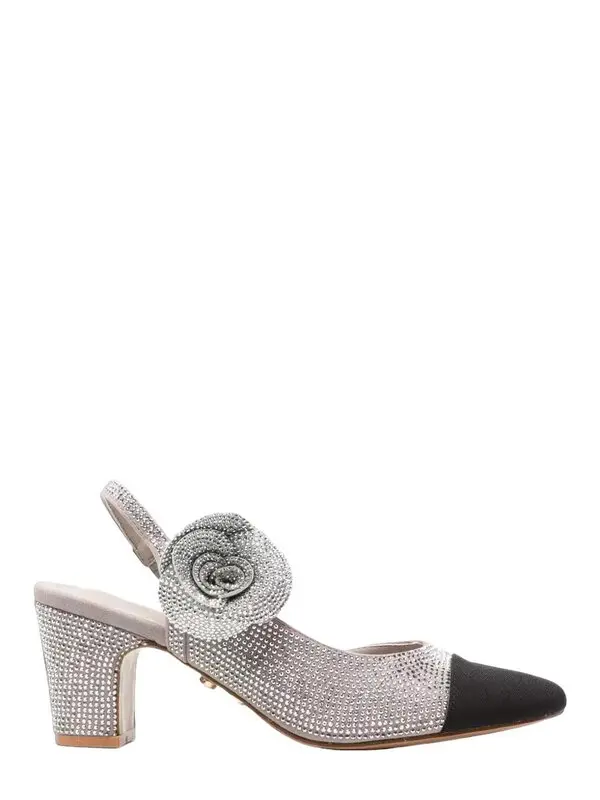 TWENTY FOURHAITCH Crystal-embellished Floral-detail Pumps - Silver