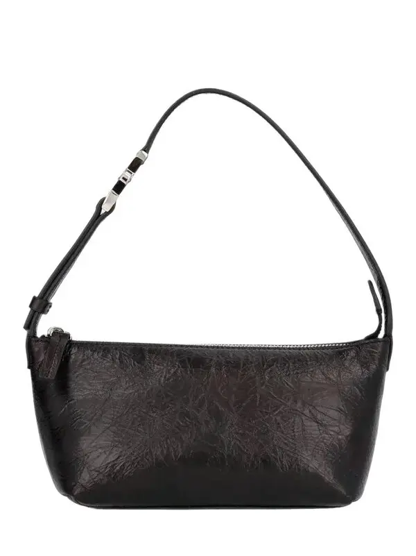 Fendi Vanity Pouch Small Crackled Leather Bag - Black