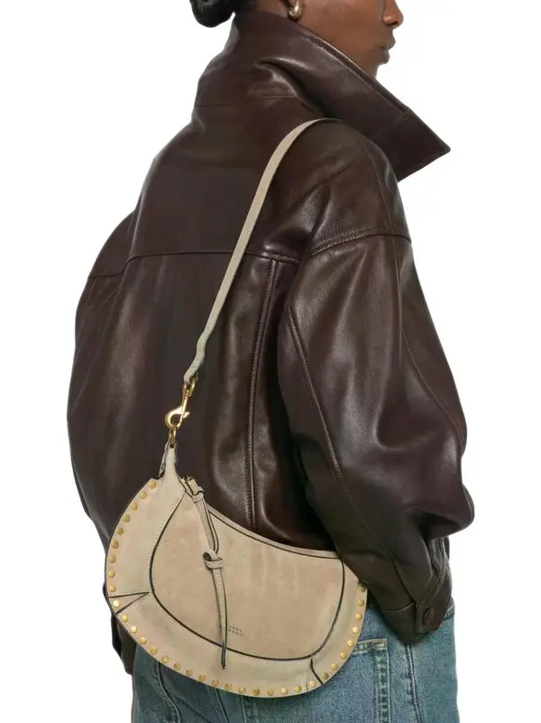 Isabel Marant Étoile Oskan Moon Stud-embellished Shoulder Bag - Neutrals