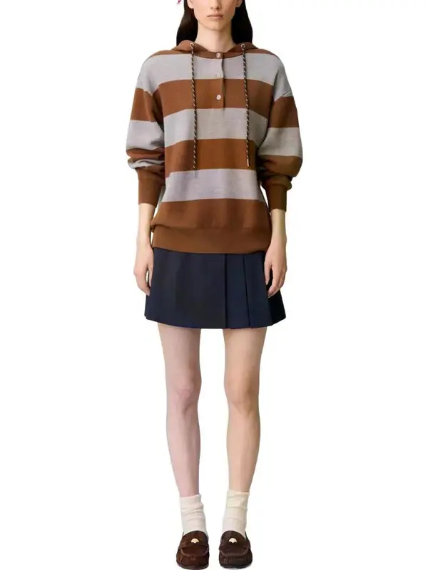 Claudie Pierlot Striped-pattern Hoodie - Brown