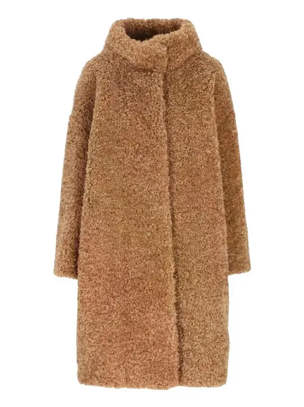 Herno Shearling-texture Single-breasted Coat - Brown