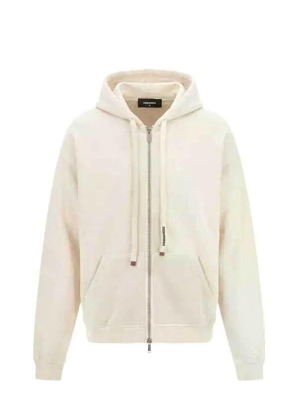 Dsquared2 Zip-up Drawstring Hoodie - Neutrals