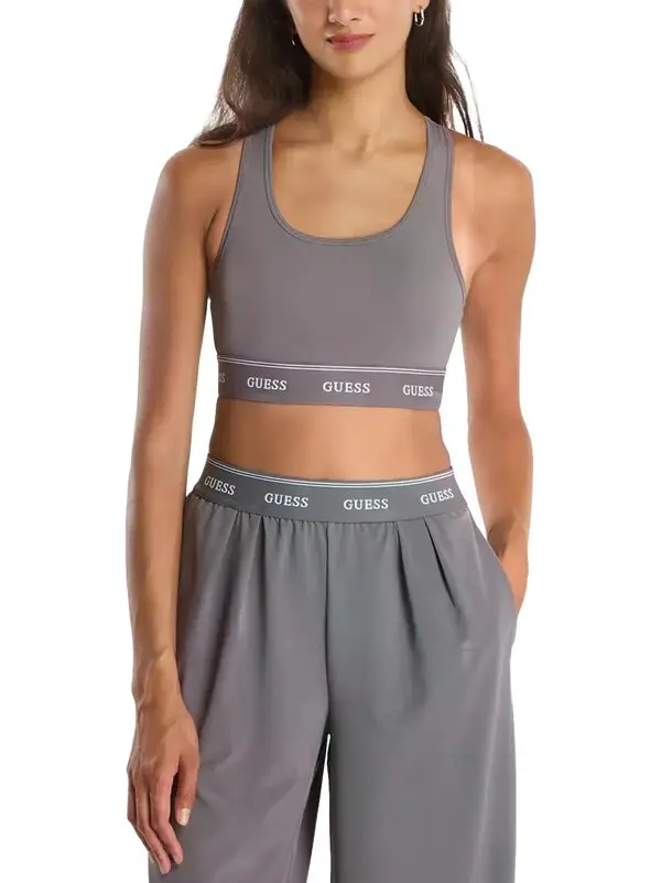 Guess Logo-tape Racerback Bra - Grey