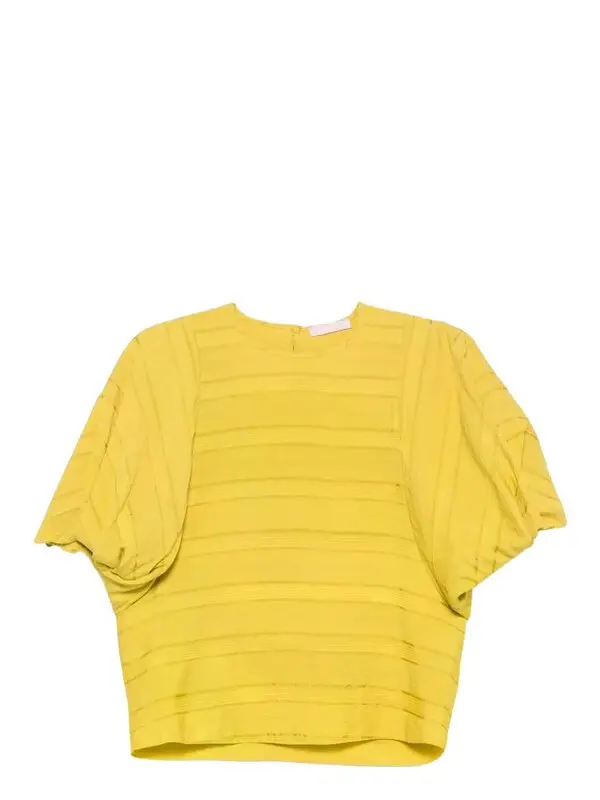 KRISTINA TI Horizontal-stripe Batwing-sleeve Blouse - Yellow